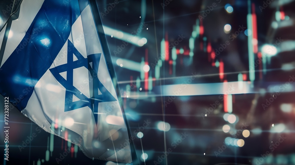 Israel business skyline with stock exchange trading chart double ...