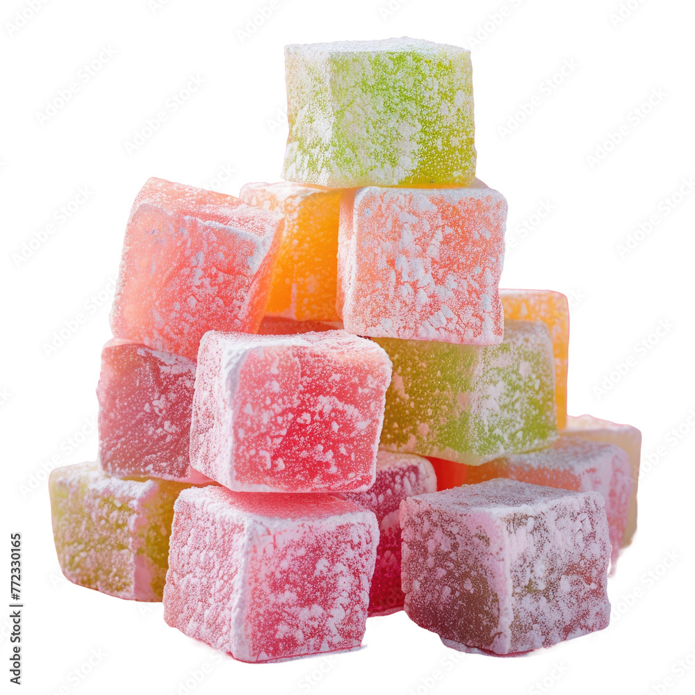 Colorful candy cubes made of sugar and chemical compounds on a ...
