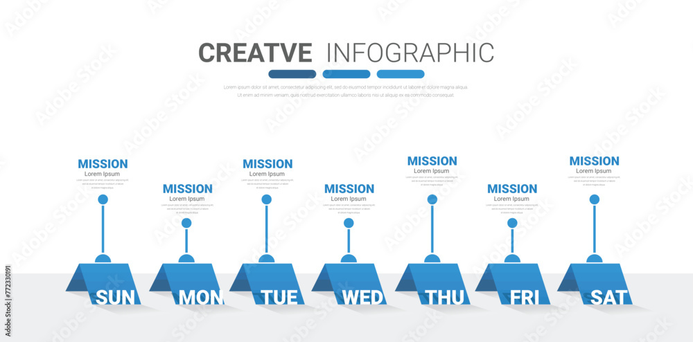 Time line, Timeline business for 7 day, week, infographics design ...