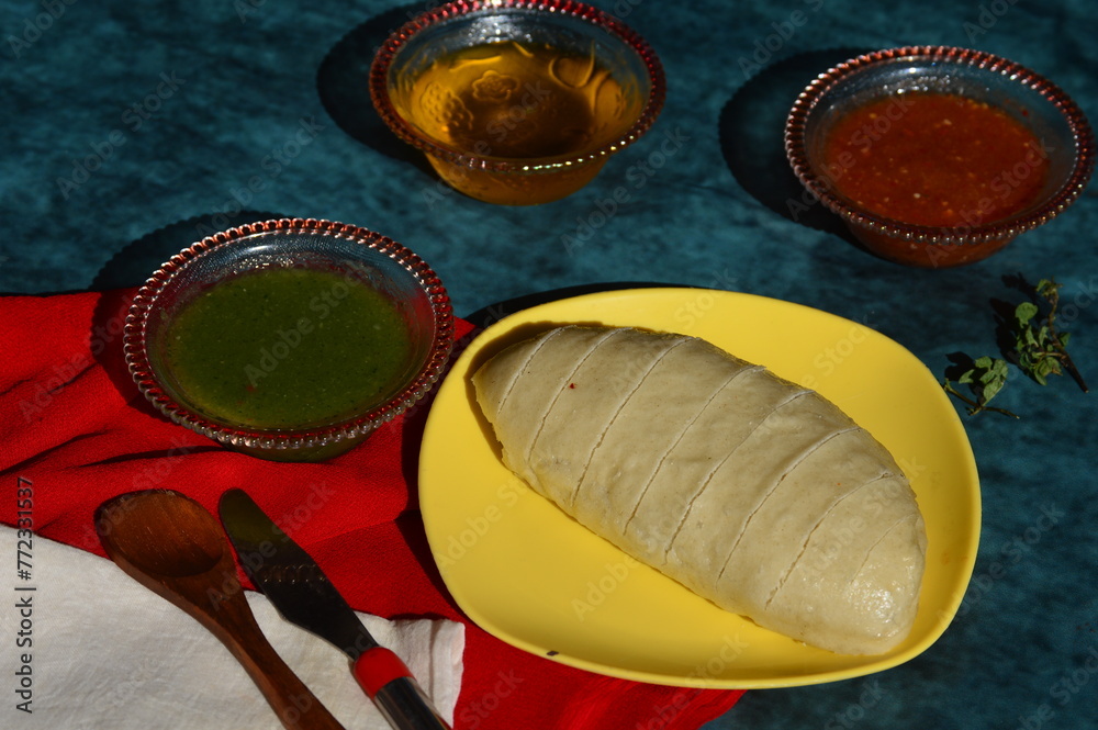 Siddu, a special traditional dish of Himachal Pradesh. It's a steamed ...