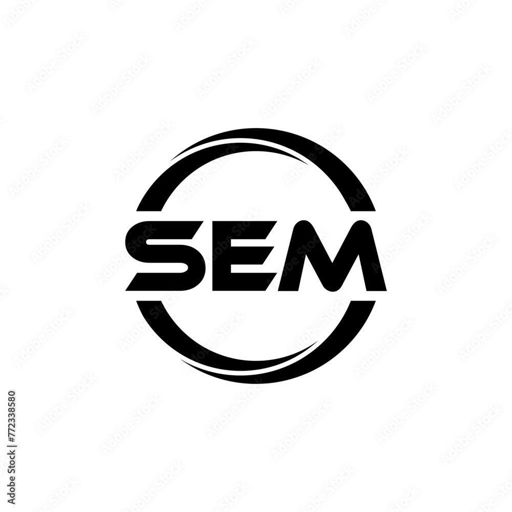 SEM letter logo design in illustration. Vector logo, calligraphy ...