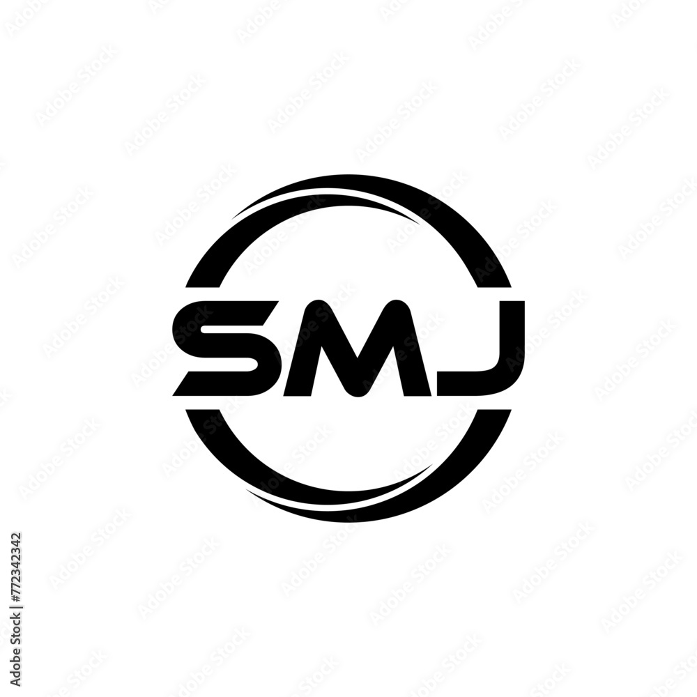 SMJ letter logo design in illustration. Vector logo, calligraphy ...