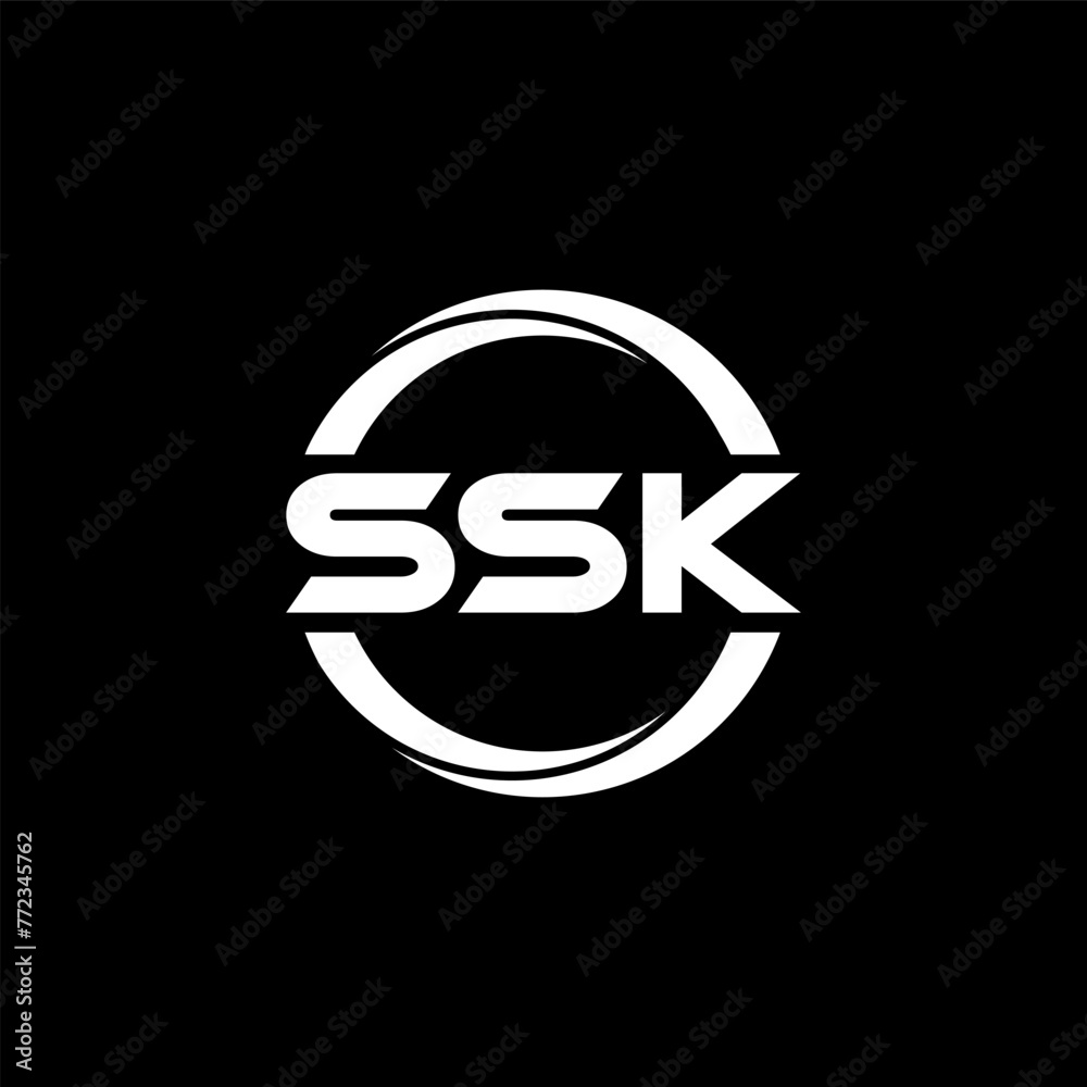SSK letter logo design in illustration. Vector logo, calligraphy ...