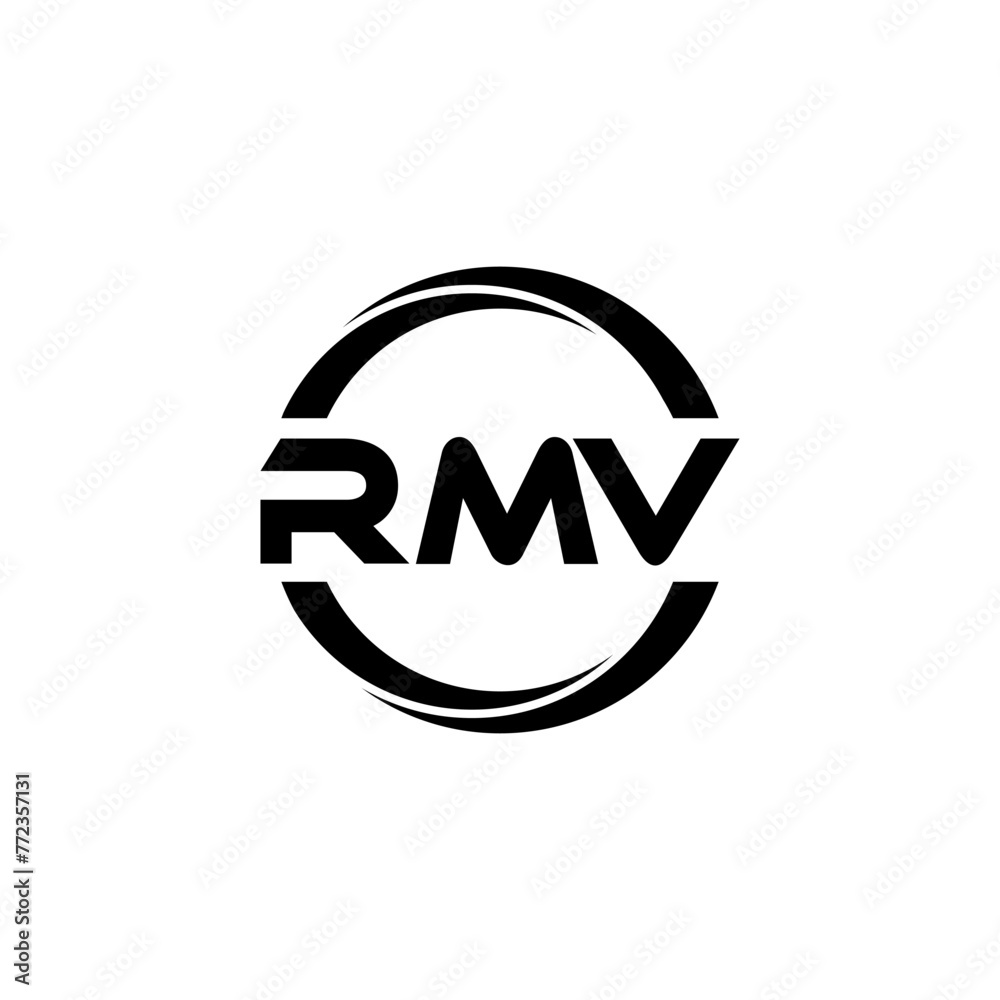 RMV letter logo design in illustration. Vector logo, calligraphy ...