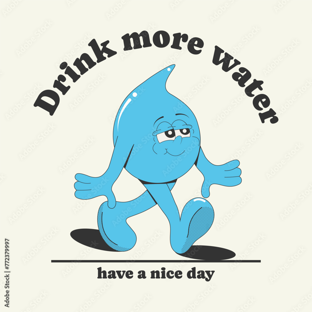 Drink more water.Card, reminder, sticker, poster, print. The concept of ...