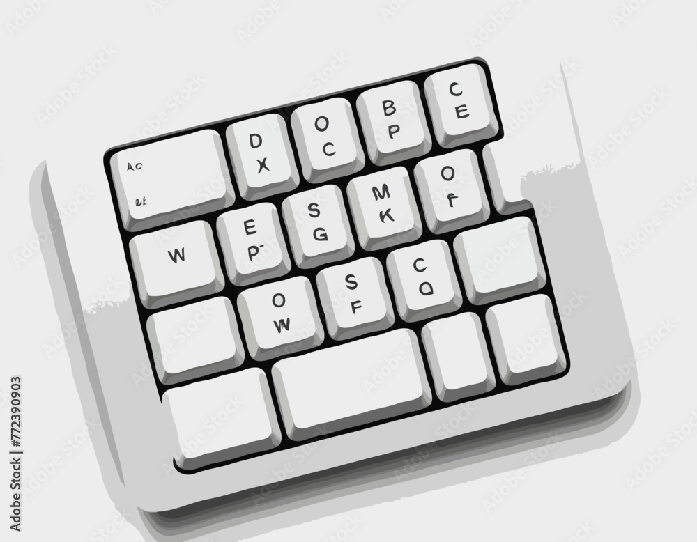 Keyboard of computer, laptop. Modern key buttons for pc. Black, white ...