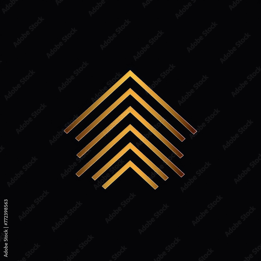 The image features a stylized golden arrow composed of multiple lines ...