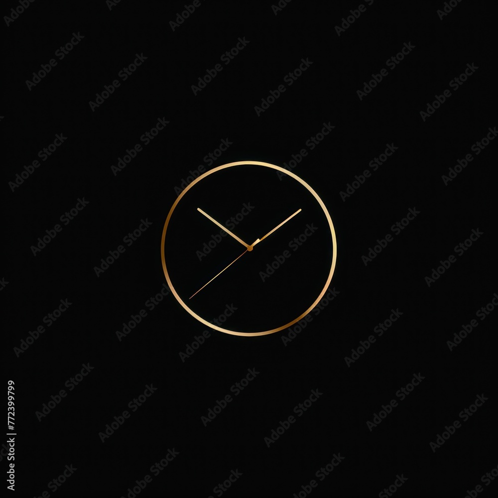 A simple yet elegant golden clock with its hands pointing at ten past ...