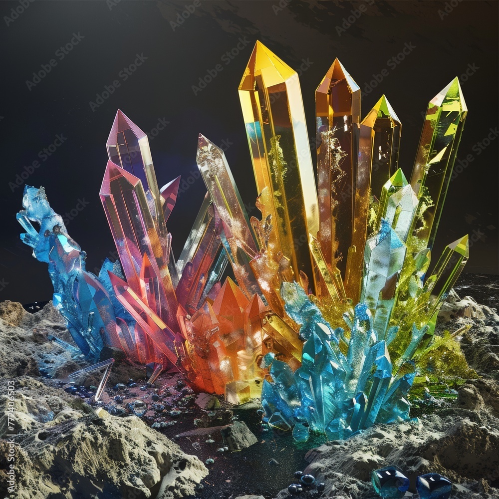 Visualization of a chemical garden, growing crystals in different ...