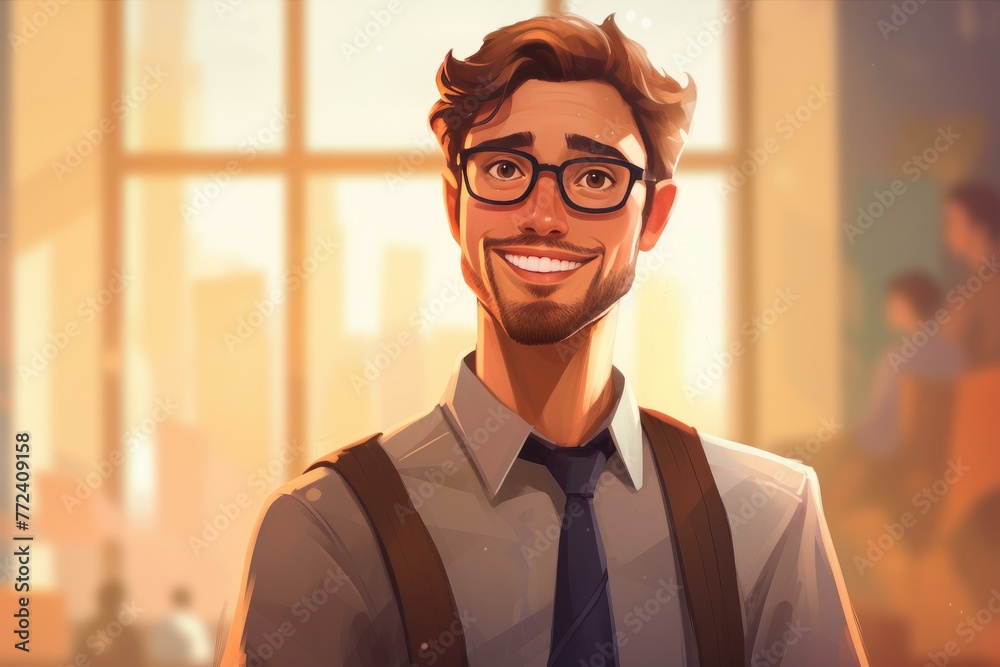 Encouraging Smiling male teacher. Man teacher posing in front of ...