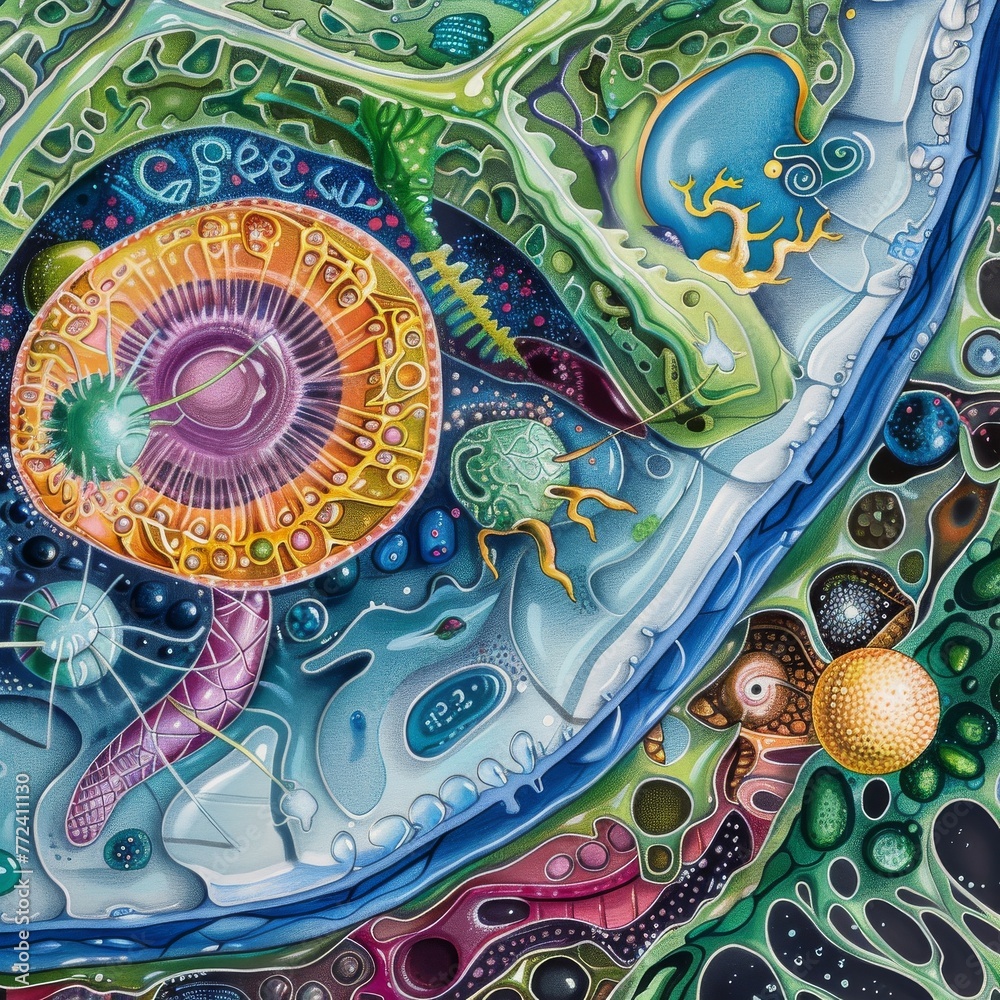 Detailed artwork of a plant cell, emphasizing the cell wall and ...