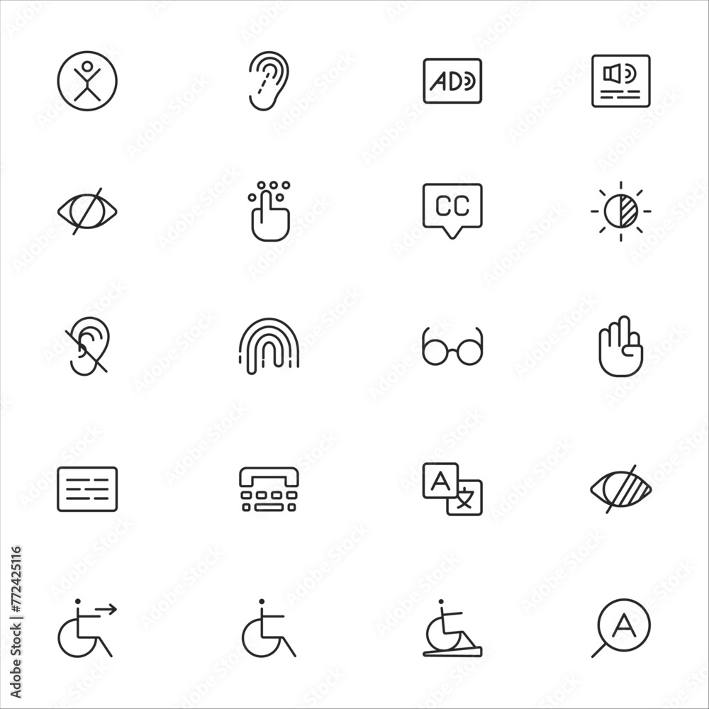 Accessibility icons collection. Set of accessibility icons ...