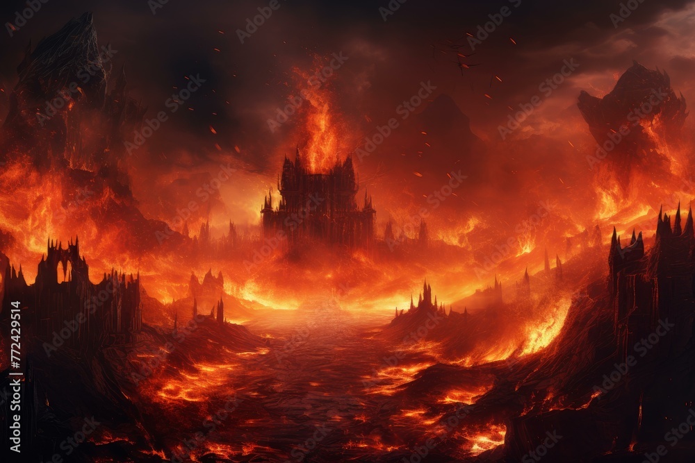 Infernal Souls hell fire. God soul. Generate Ai Stock Illustration ...