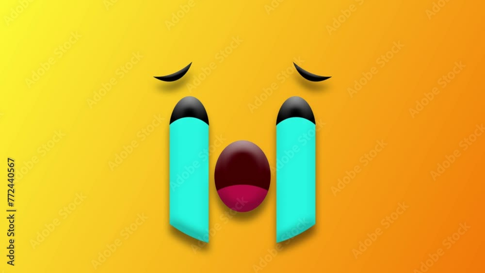 Background of crying face expression on gradient colour background. Sad ...