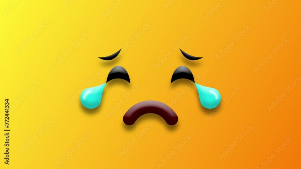 Crying face background with tear drop on gradient colour background ...