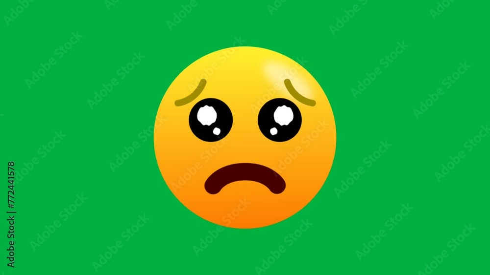 Crying and sad face emoji animation on green screen. Crying face with ...