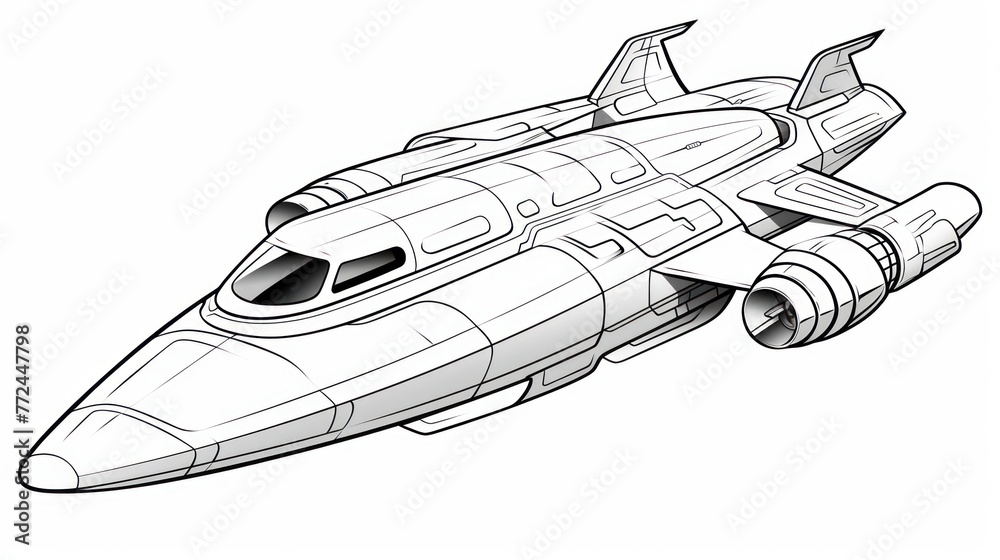 Spaceship Graphics: Hand-painted with a side view of the spaceship ...