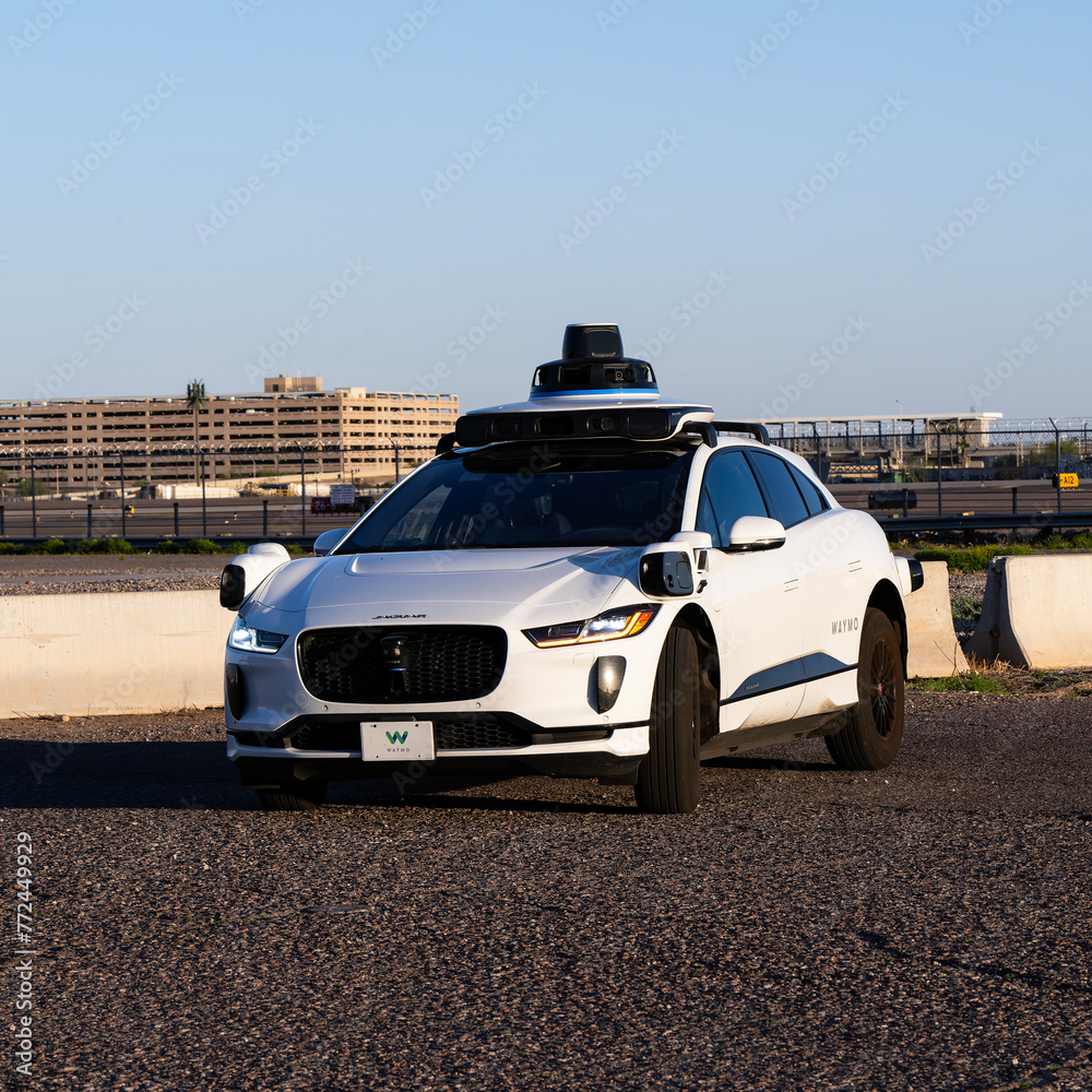 Phoenix Sky Harbor Airport 3-30-2024 Phoenix, AZ USA..Waymo Autonomous ...