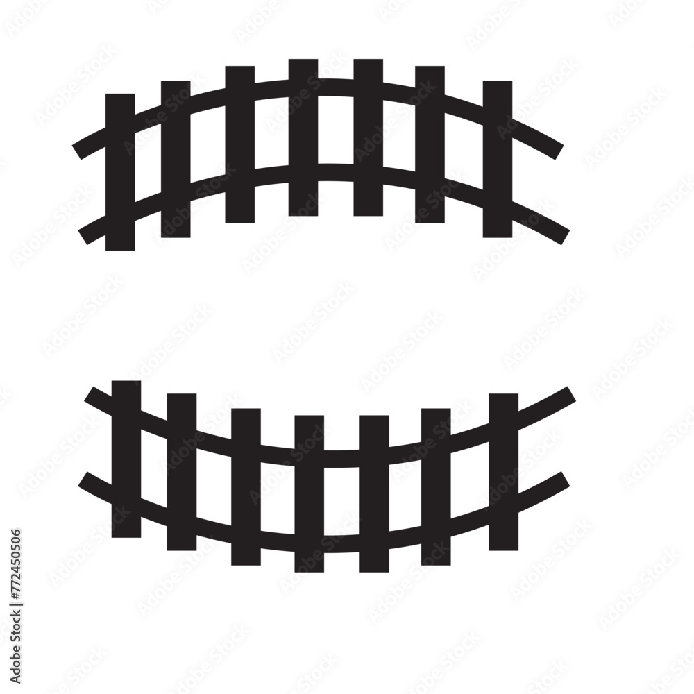 Vector illustration of curved railroad isolated on a white background ...