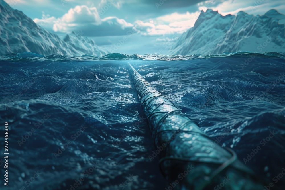 Submarine fiberoptic cable bridging continents, depicted in stunning ...
