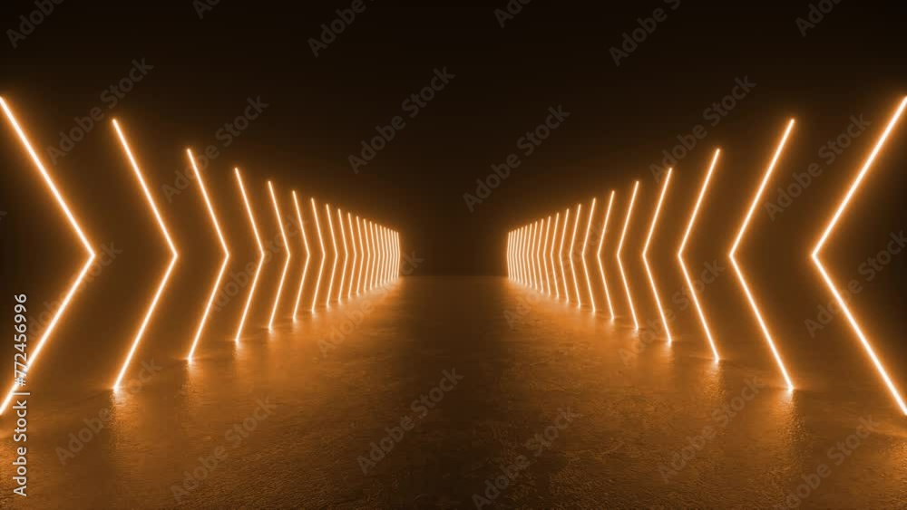Explore a futuristic tunnel lined with neon lights, creating a ...