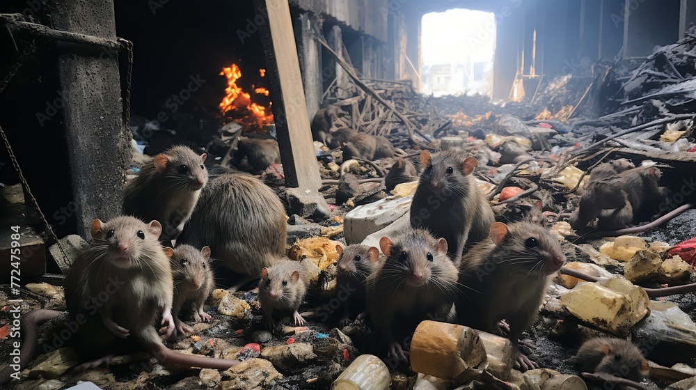 Tunel streets, lots of rats eating leftover food, piles of rubbish ...