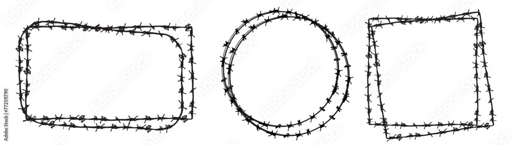 Barb wire icon, shapes, border and object symbol design vector graphic ...