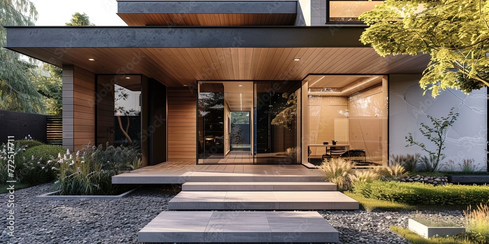 Suburban Home Entrance with a contemporary architectural style - front ...