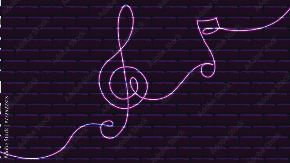 Neon Music. Line art. Music notes. Melody, classical music, sound ...