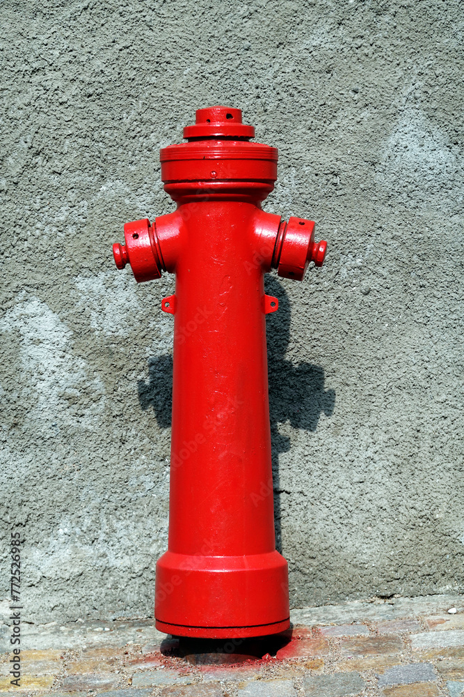 Old red fire hydrant on the street. Fire hidrant for emergency fire ...