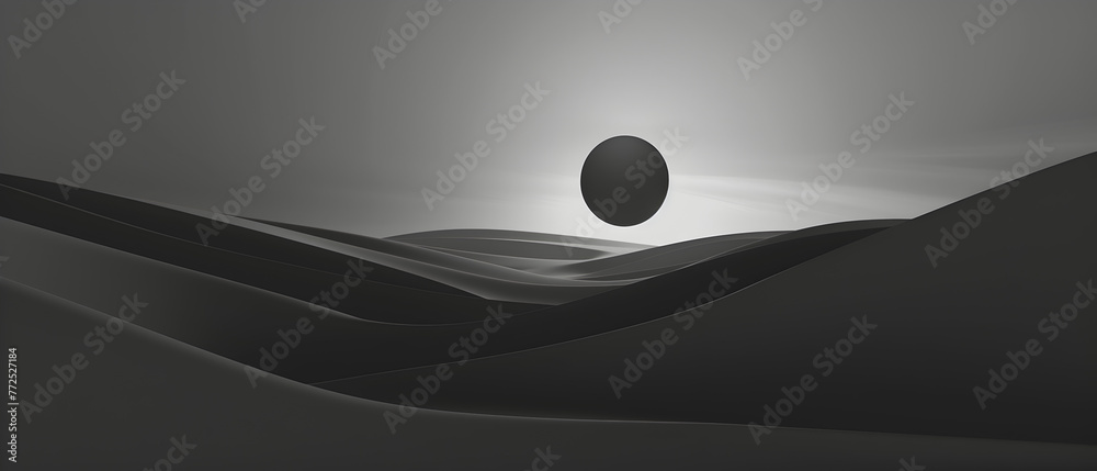 A captivating monochromatic image featuring a surreal orb floating ...