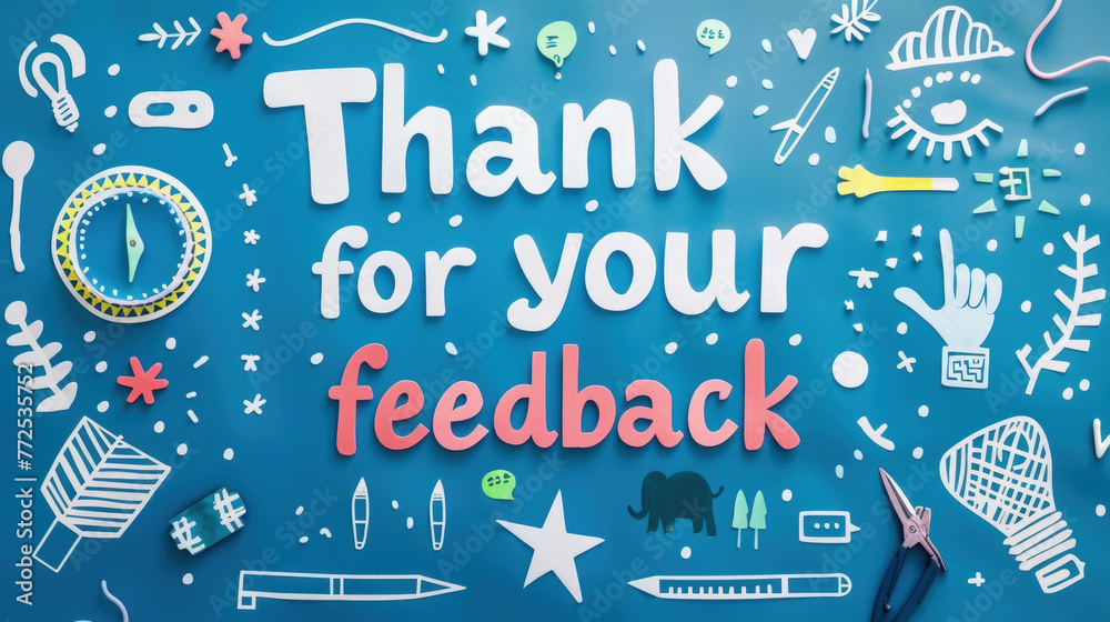 A sign with the message Thank for your feedback is displayed ...