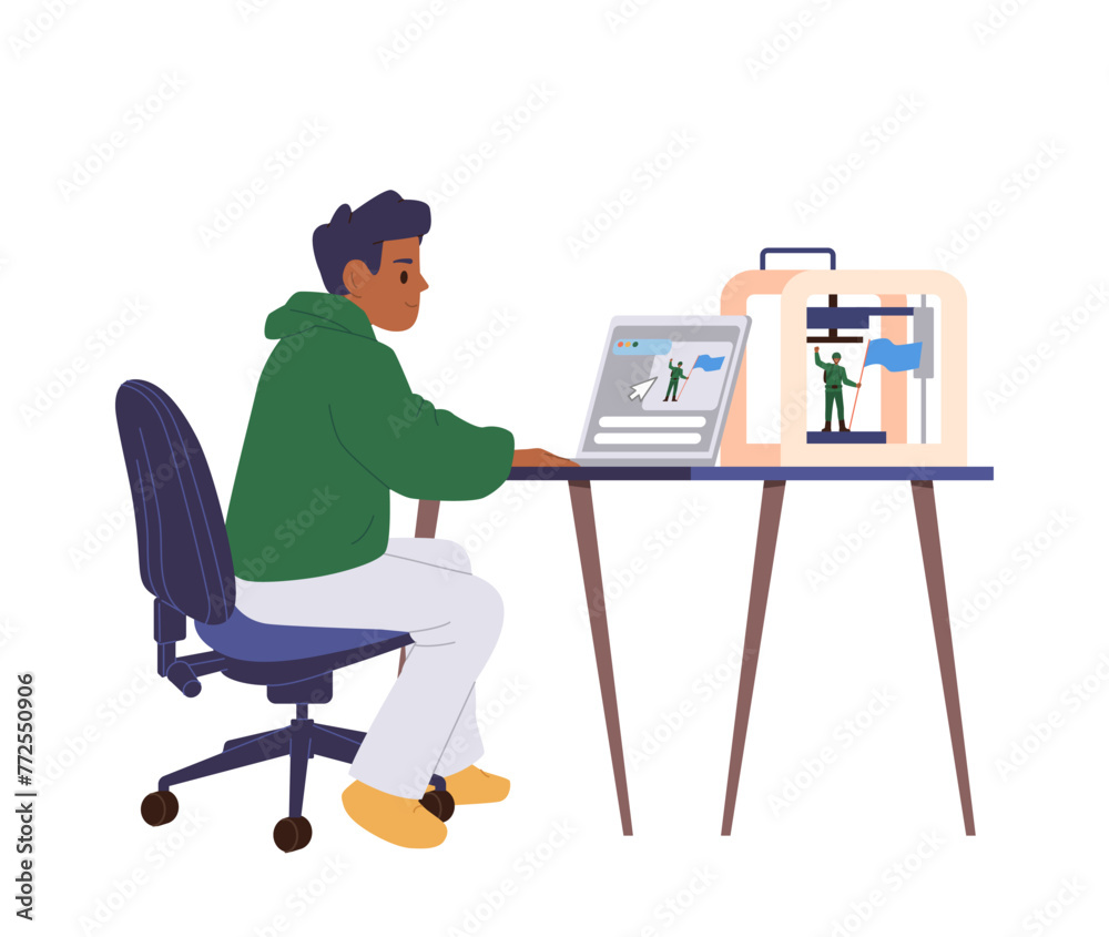 Male engineer cartoon character printing soldier warrior hero holding ...