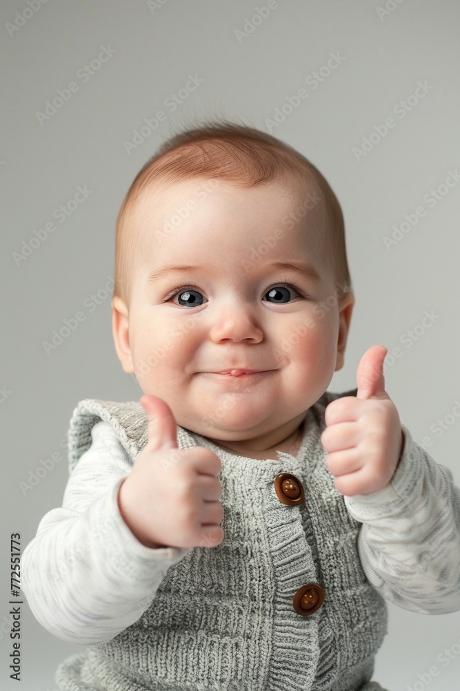 Early Encouragement: With a bright smile and a thumbs up, a playful ...