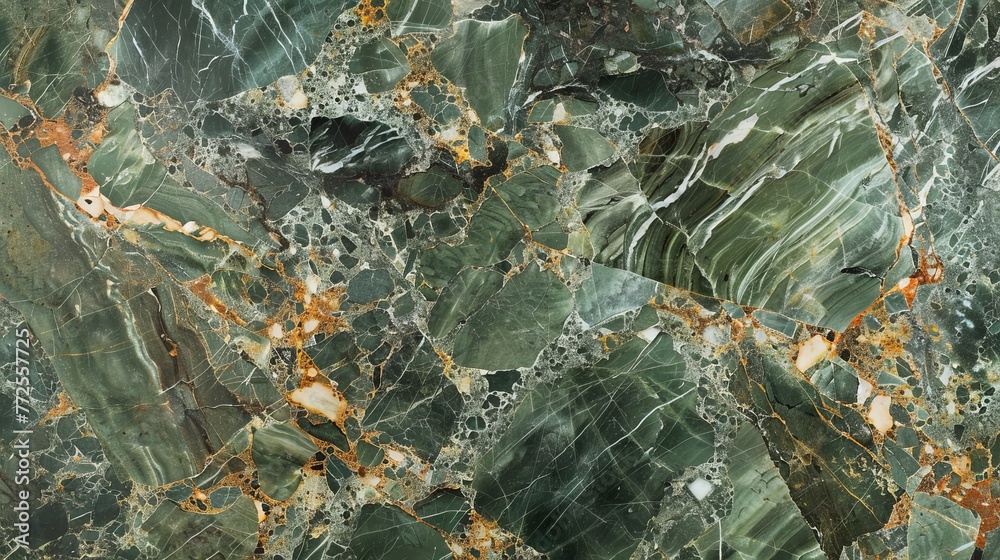 Natural breccia marble tiles in green create a luxurious texture for ...