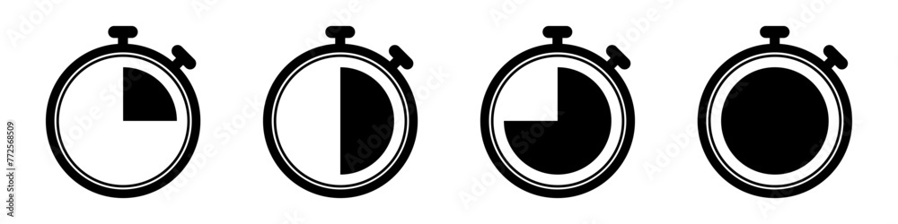 Set of timer signs on transparent background. Vector timer icons ...
