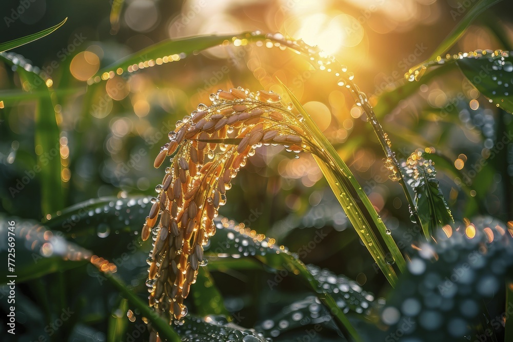 Silhouette of a grain of rice with a barcode, on an agricultural ...