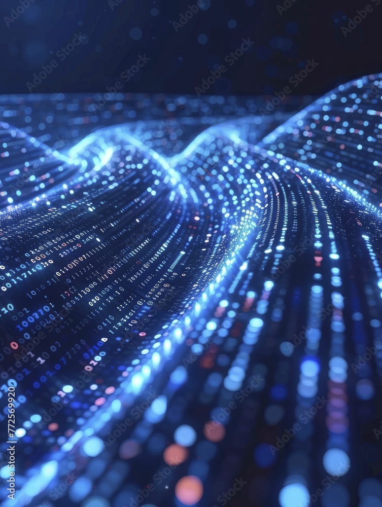 Witness the binary river gracefully meandering through a tech terrain ...