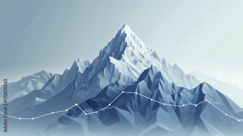 Illustrating peak financial performance with a mountain peak silhouette ...