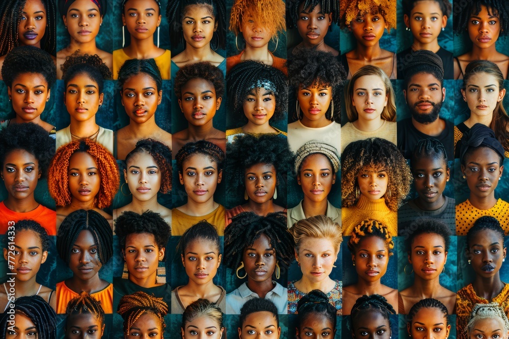 Multi-ethnic faces compilation: diverse generations, skin colors Stock ...