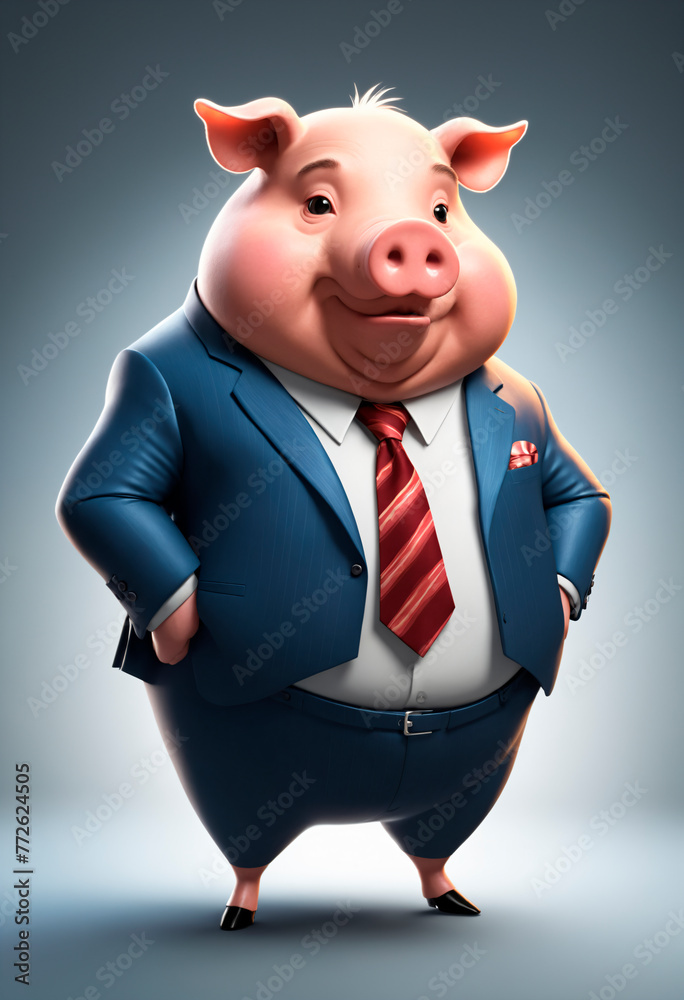Pig Dressed in a Suit and Tie. A pig dressed in formal wear, wearing a ...