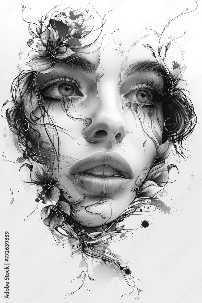 Tattoo Ink Impression: A sketch for a tattoo design. A detailed art ...