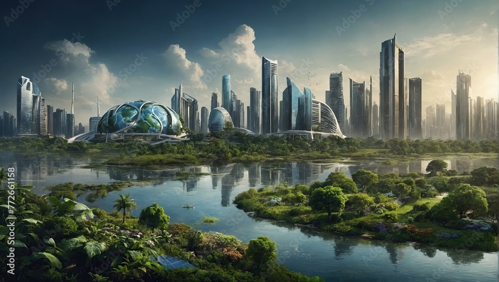 Poster concept of ecosystem city and world environment day with slogan ...