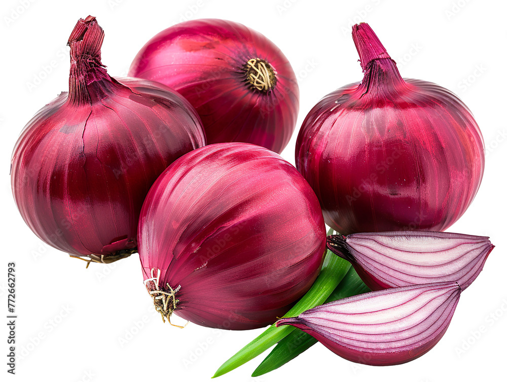 red onions with a leaf, seen from the front. png file of isolated ...