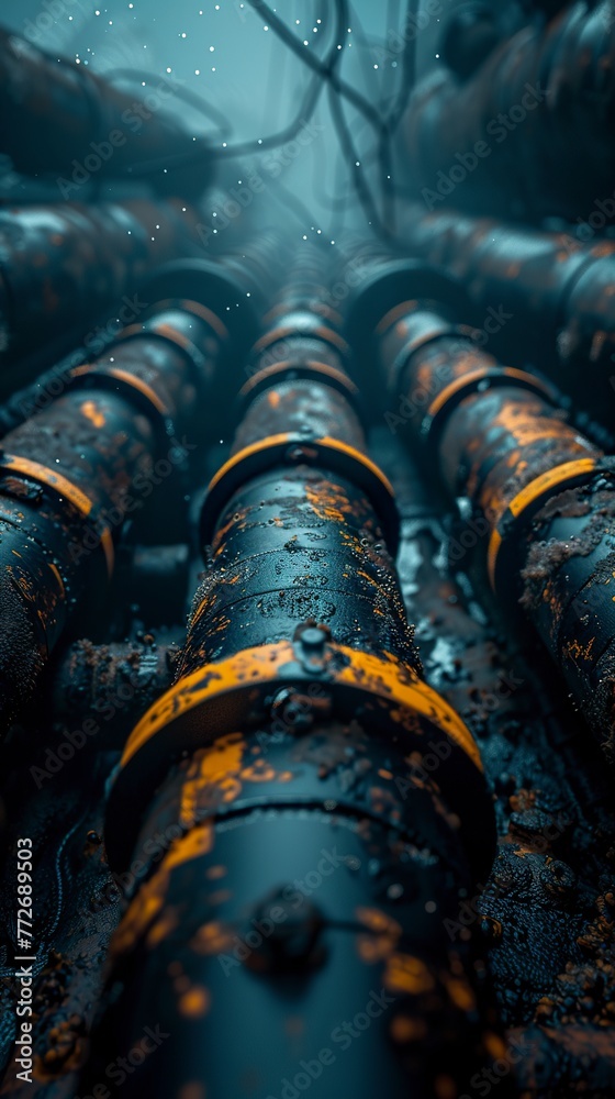 An illustration shows several underwater Internet connection cables ...