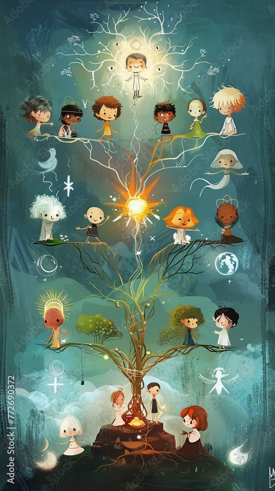 Whimsical sketches of the beatitudes represented by cute Stock ...