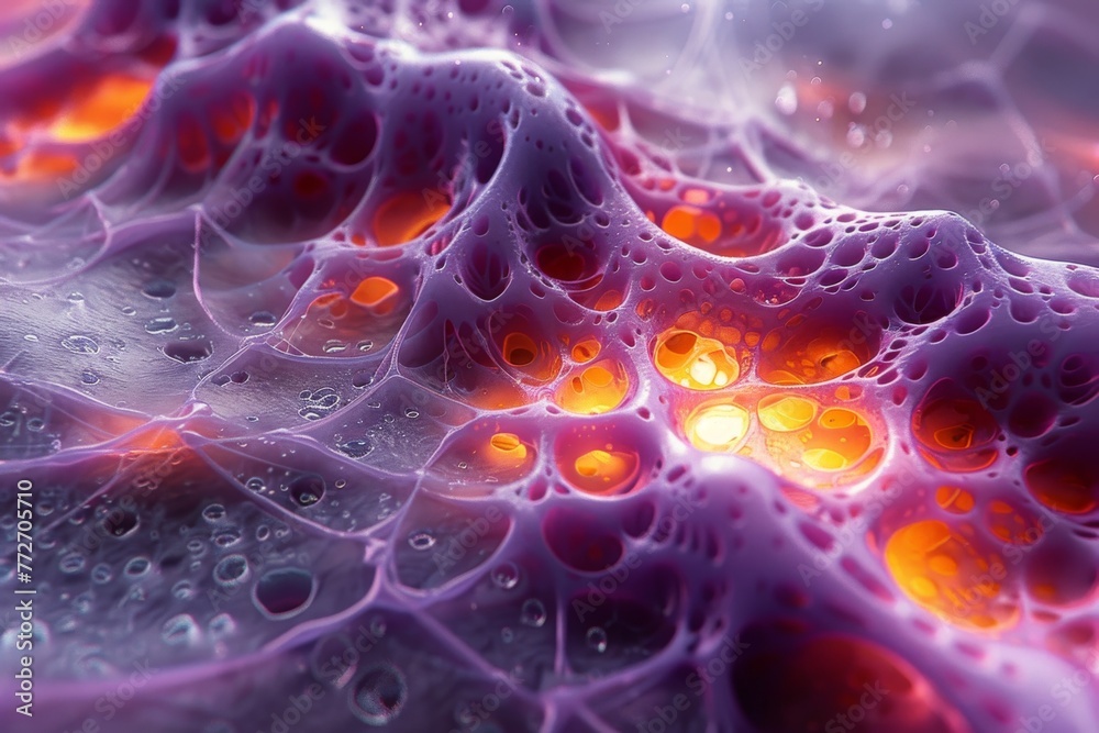 Detailed 3D rendering of a white blood cell amidst a sea of red blood ...