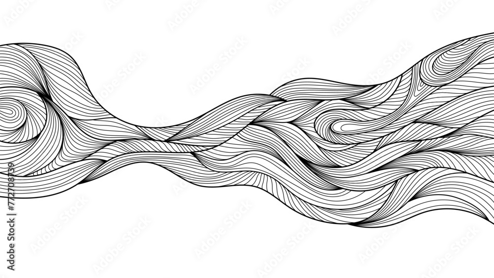 Linear background pattern. Thin abstract black lines on a white ...