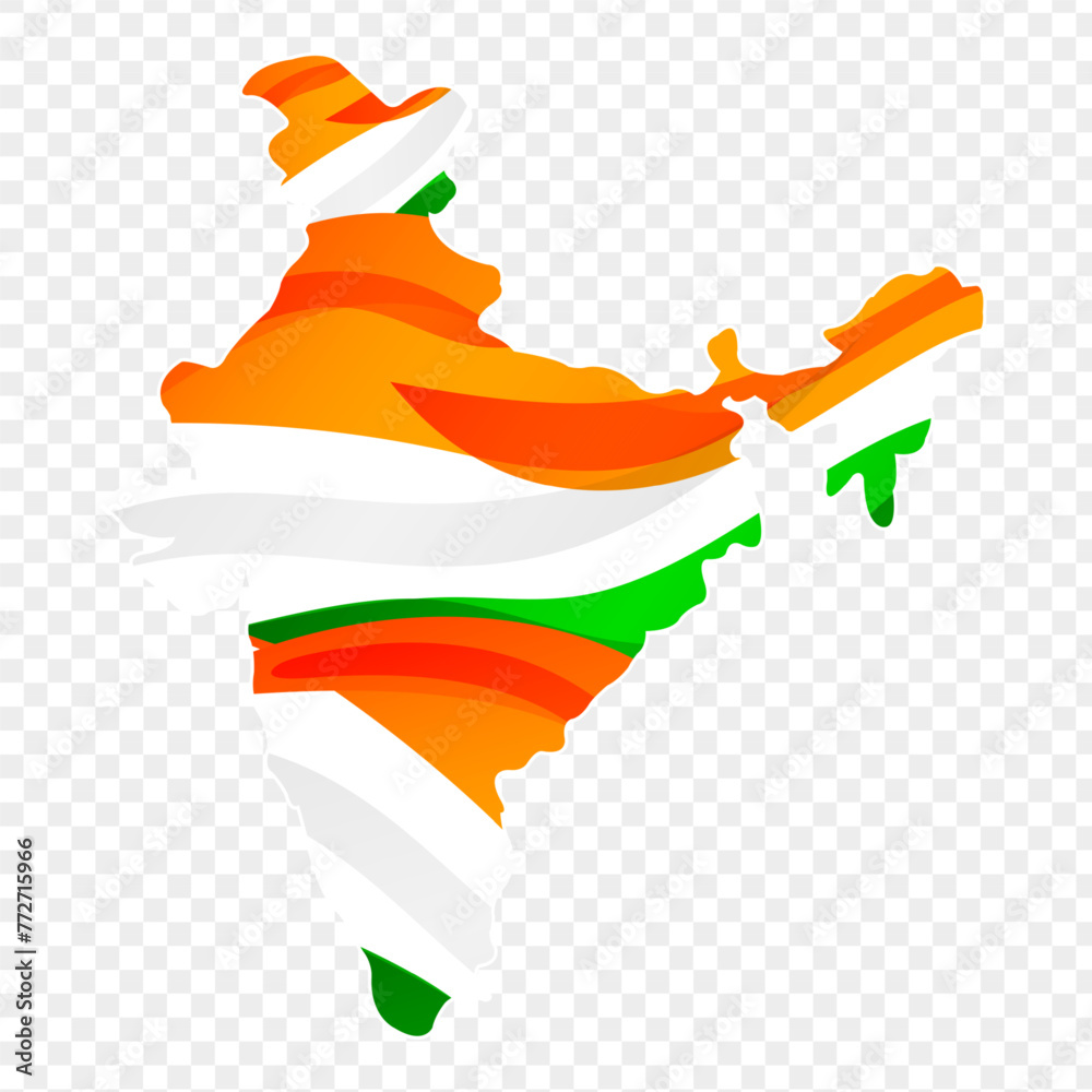 Vector illustration of India map in tricolor on transparent background ...