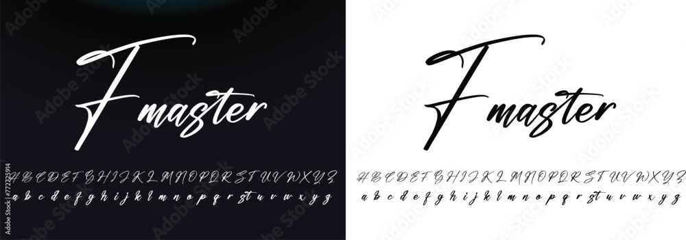signature font alphabet vector illustration isolated Background Stock ...